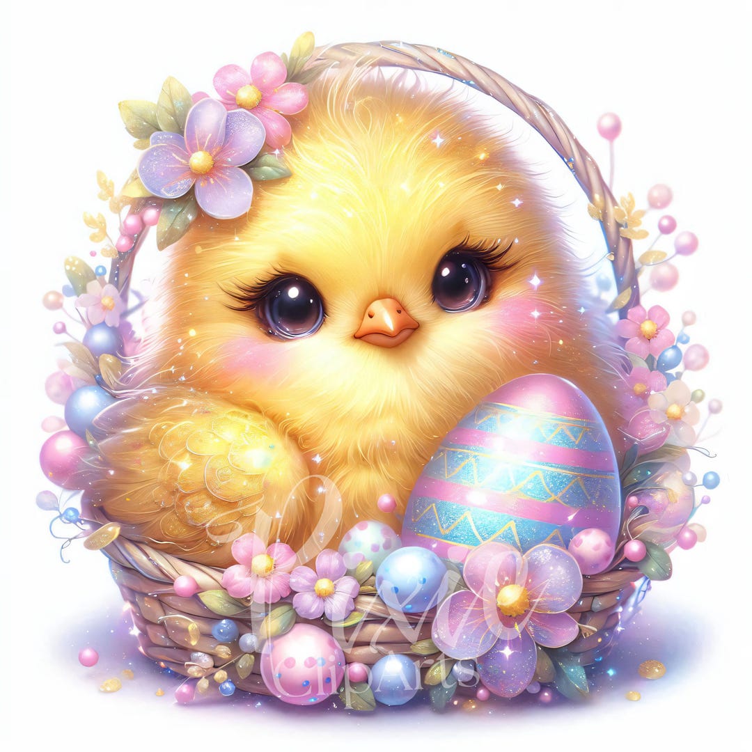 Easter Pastel Chick Clipart, Cute Baby Chick Clipart Set - 8 Jpgs High ...