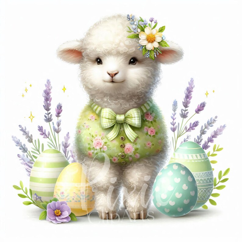 Easter Lamb Clipart | Set of 8 JPEG High Quality 300DPI JPEG ...