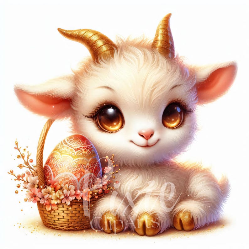 Easter Baby Goat Clipart | Spring Sunrise Goat Clipart | Set of 8 ...