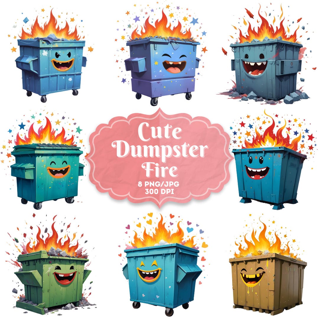 8 Funny Dumpster Fire Clipart, This Little Light of Mine PNG, Emotional ...