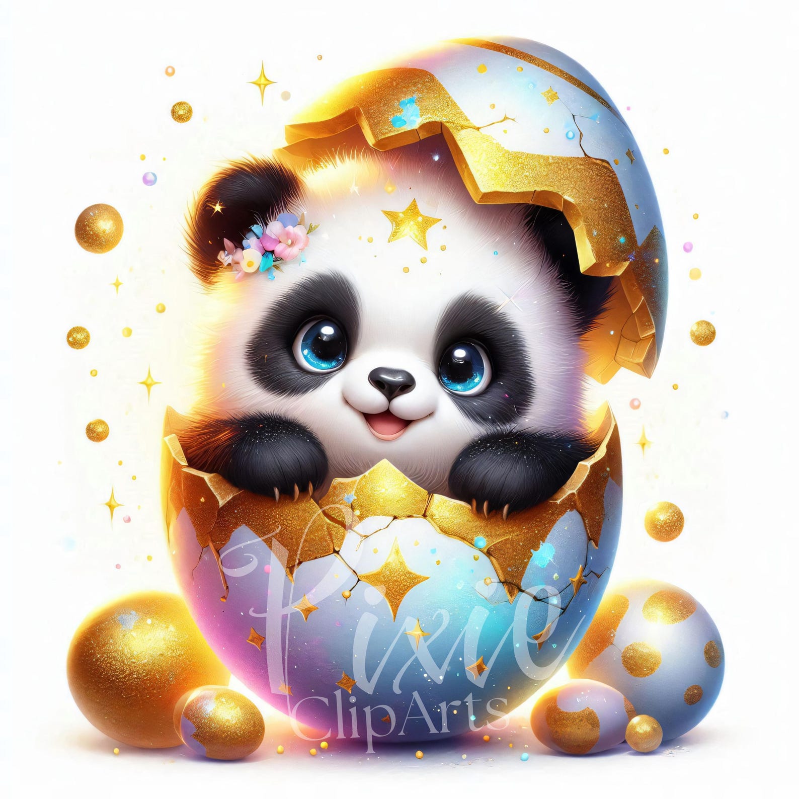 Easter Panda Clipart | Spring Panda Inside Cracked Egg Clipart | Set of ...