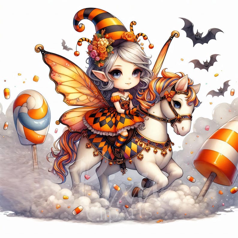 Halloween Fairy Clipart | Set of 10 High Quality 300DPI JPG, Sparkling ...
