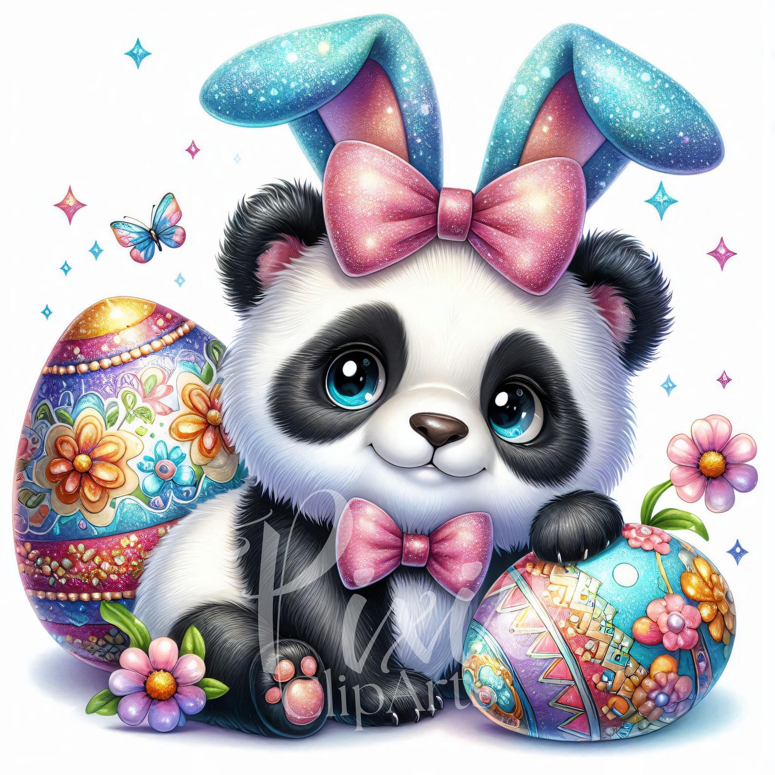 Easter Panda Clipart | Playful Spring Panda Clipart | Set of 8 High ...