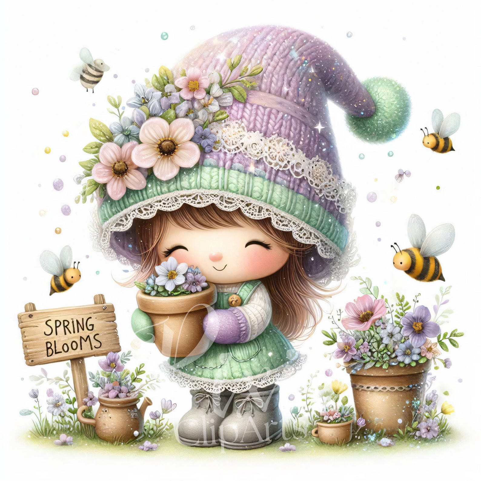 Spring Gnome Clipart | Set of 8 High Quality 300DPI JPEG | Spring ...