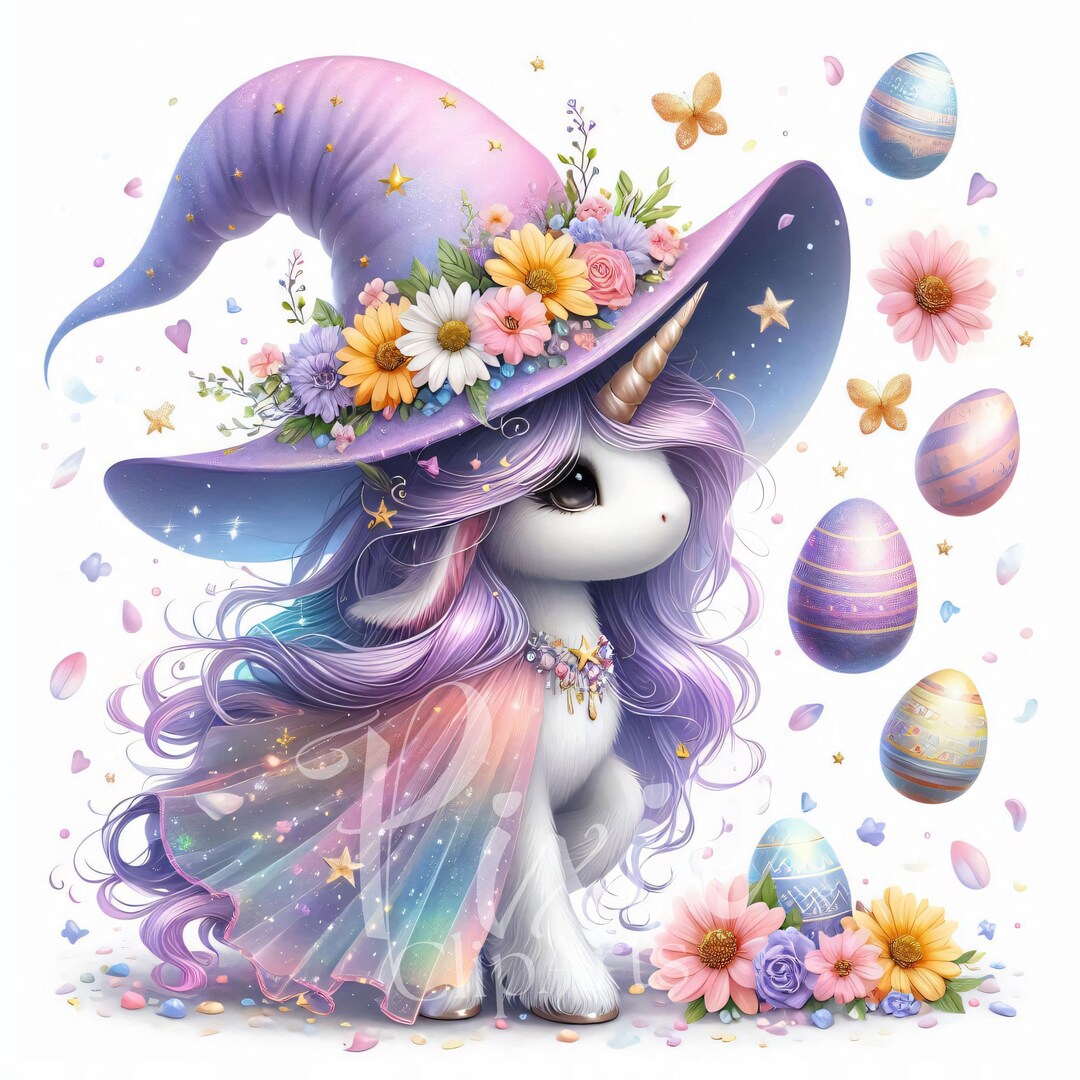 Easter Wizard Unicorn Clipart | Set of 8 JPEG High Quality 300DPI JPEG ...