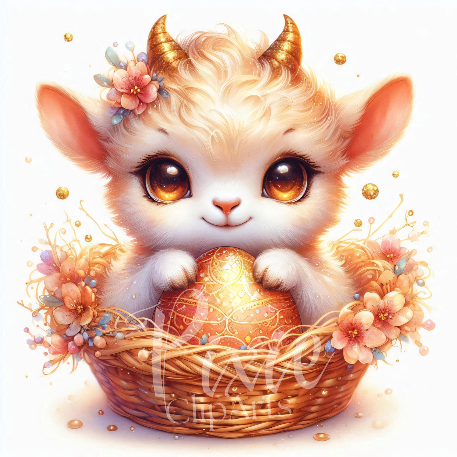 Easter Baby Goat Clipart | Spring Sunrise Goat Clipart | Set of 8 ...