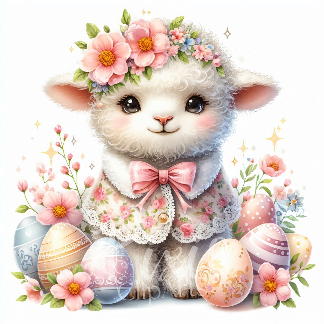 Easter Lamb Clipart | Set of 8 JPEG High Quality 300DPI JPEG ...