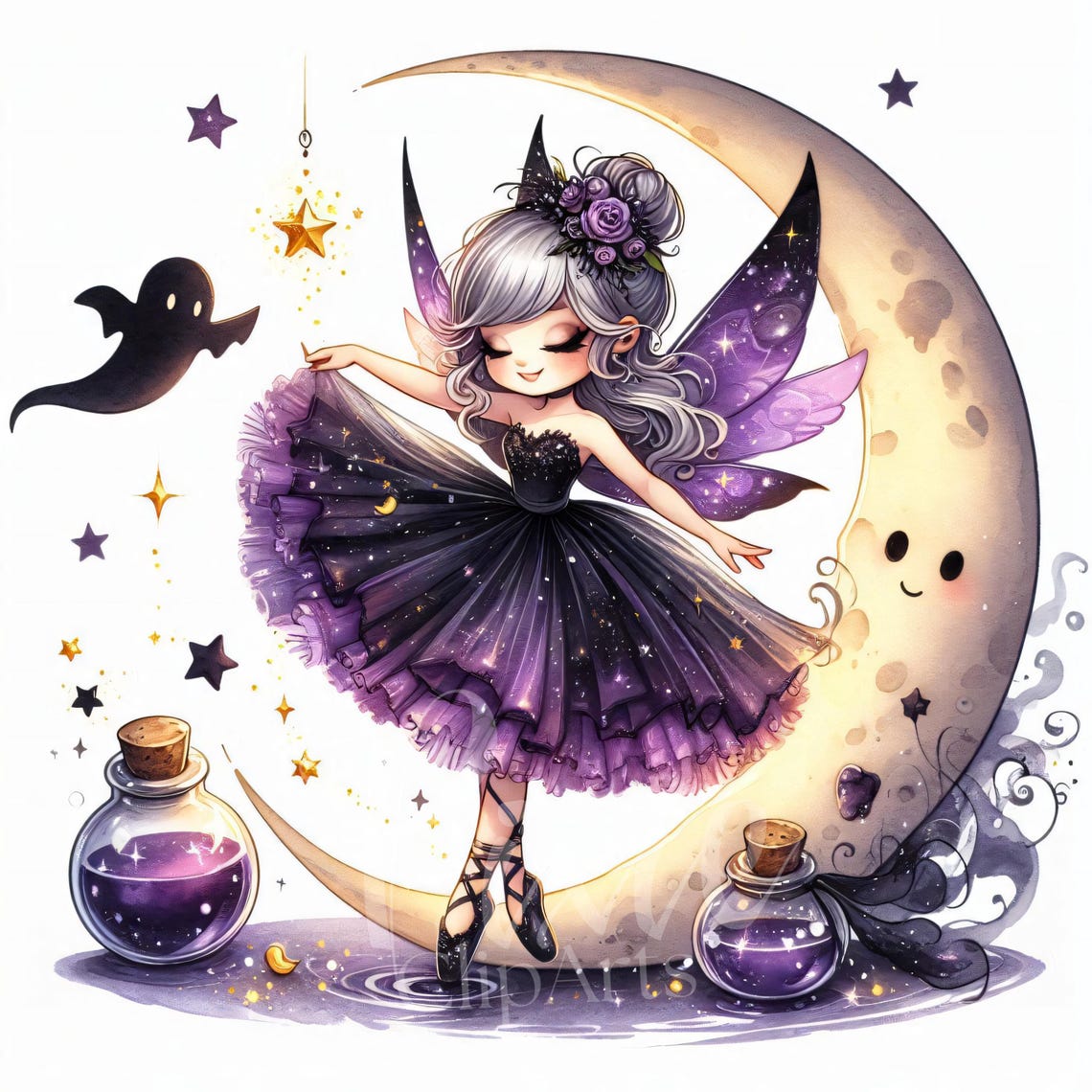 Halloween Fairy Clipart | Set of 10 High Quality 300DPI JPG, Midnight ...