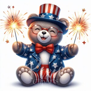 4th of July Patriotic Teddy Clipart | Teddy Bear Celebration | Set of ...