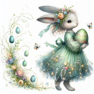 Spring Bunny Princess Clipart | Set of 10 JPEG High Quality 300DPI JPEG ...