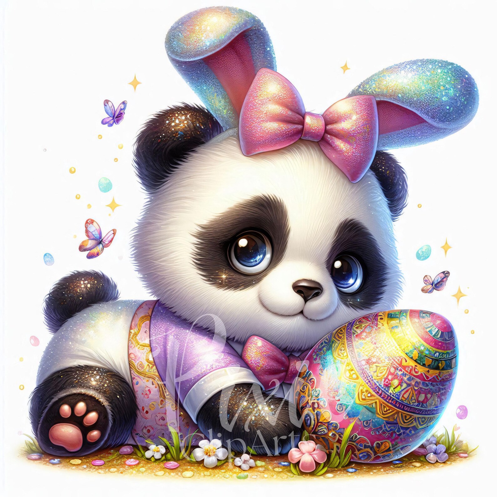 Easter Panda Clipart | Playful Spring Panda Clipart | Set of 8 High ...
