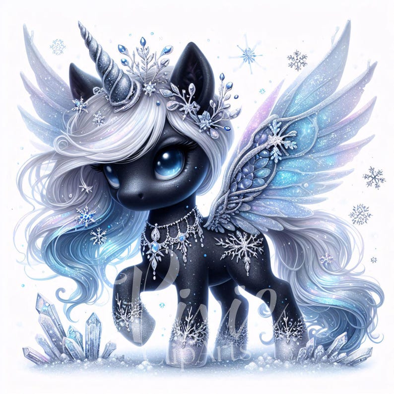 Magical Black Fairy Unicorn Clipart | Set of 10 High Quality 300DPI JPG ...