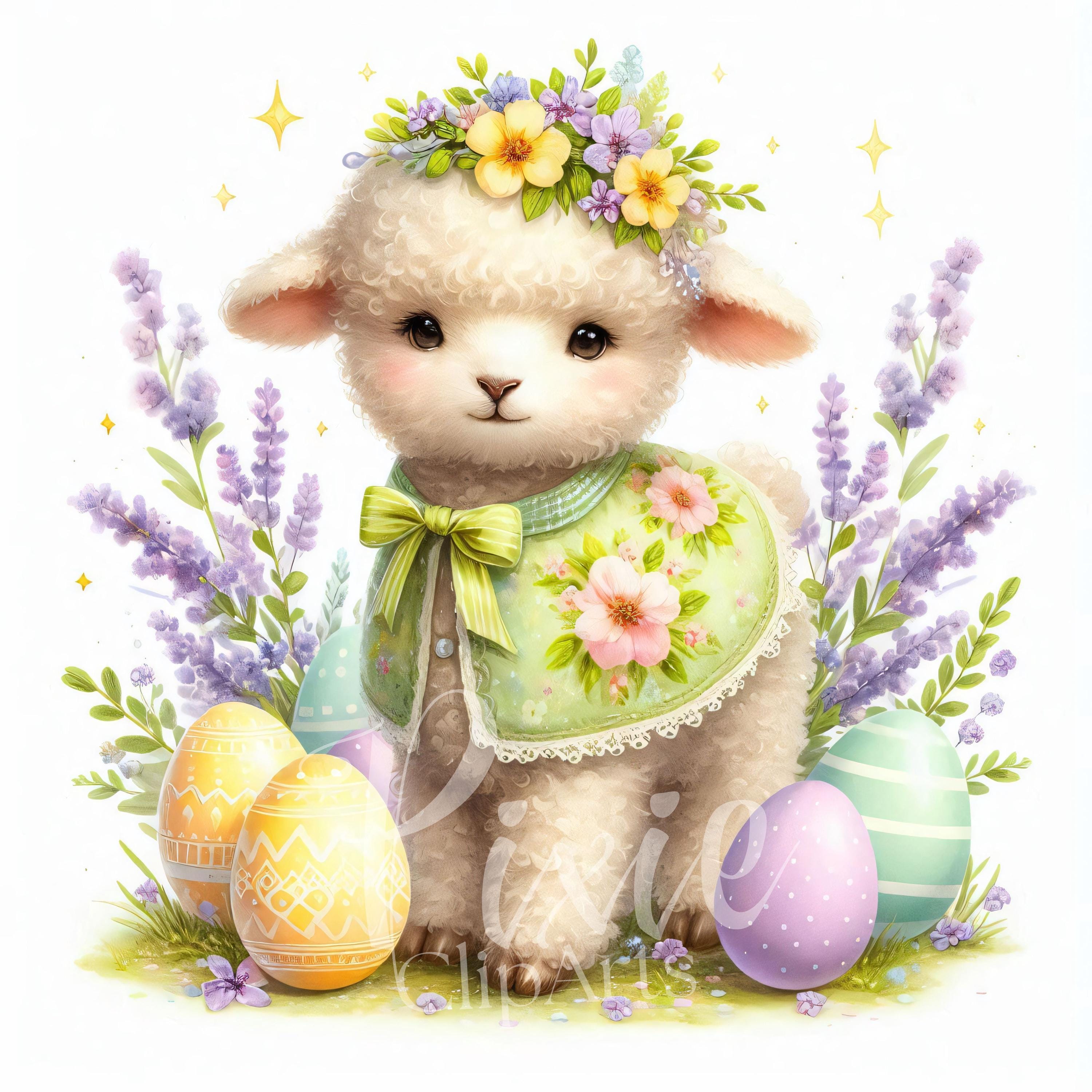 Easter Lamb Clipart | Set of 8 JPEG High Quality 300DPI JPEG ...