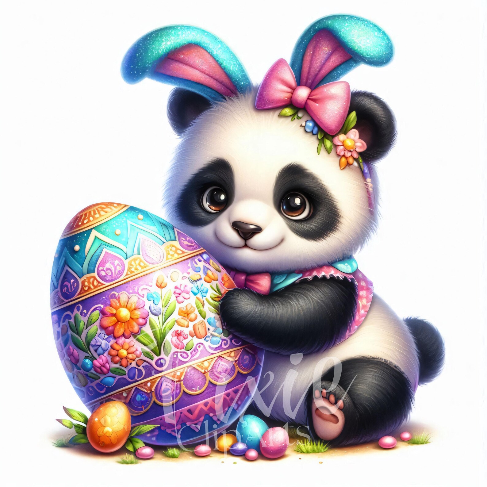 Easter Panda Clipart | Playful Spring Panda Clipart | Set of 8 High ...
