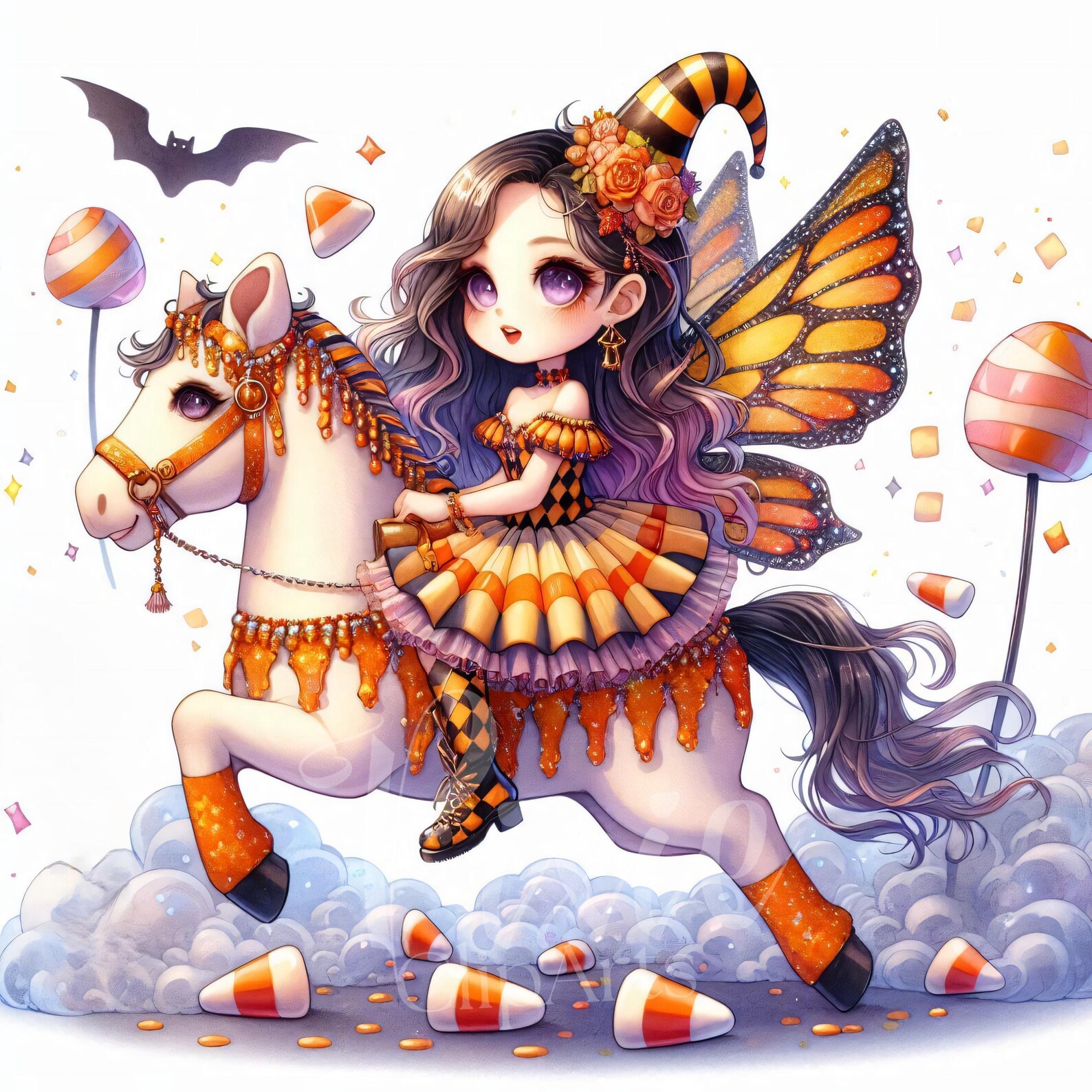 Halloween Fairy Clipart | Set of 10 High Quality 300DPI JPG, Sparkling ...