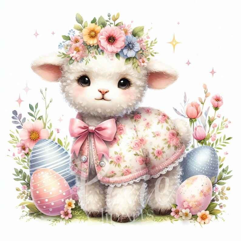 Easter Lamb Clipart | Set of 8 JPEG High Quality 300DPI JPEG ...
