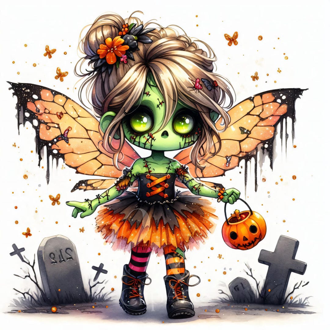 Halloween Fairy Clipart | Set of 10 High Quality 300DPI JPG, Trick-or ...