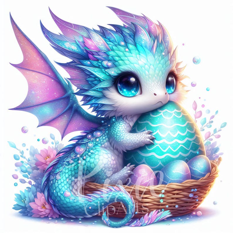 Easter Baby Dragon Clipart | Spring Breeze Dragon Clipart | Set of 8 ...