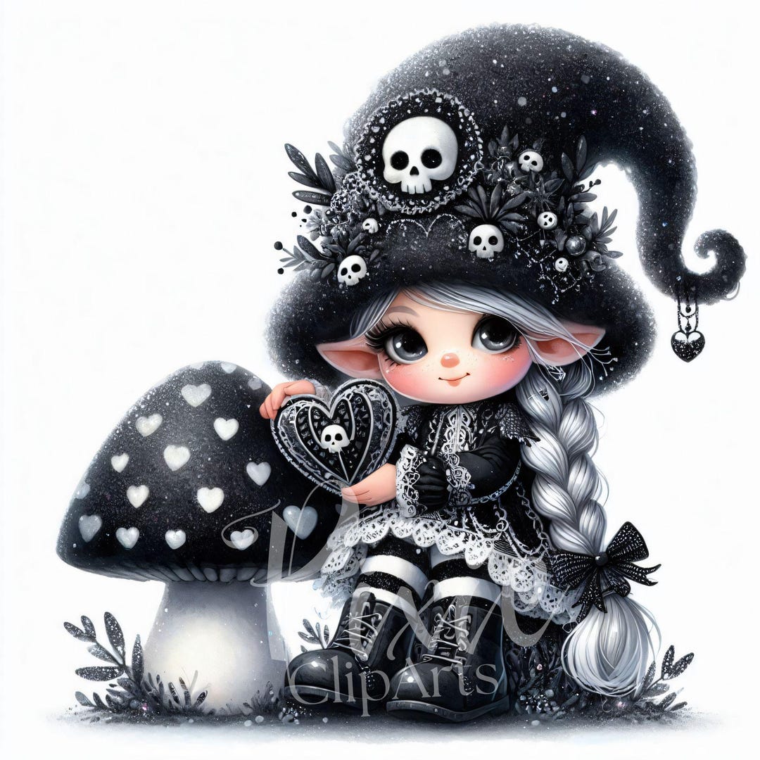 Gothic Gnome Clipart | Conjunto de 10 JPEG de 300 DPI de alta qualidade ...