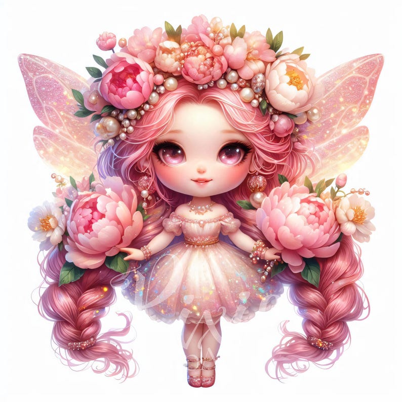 Spring Fairy Clipart | Set of 8 JPEG High Quality 300DPI JPEG, Peony ...