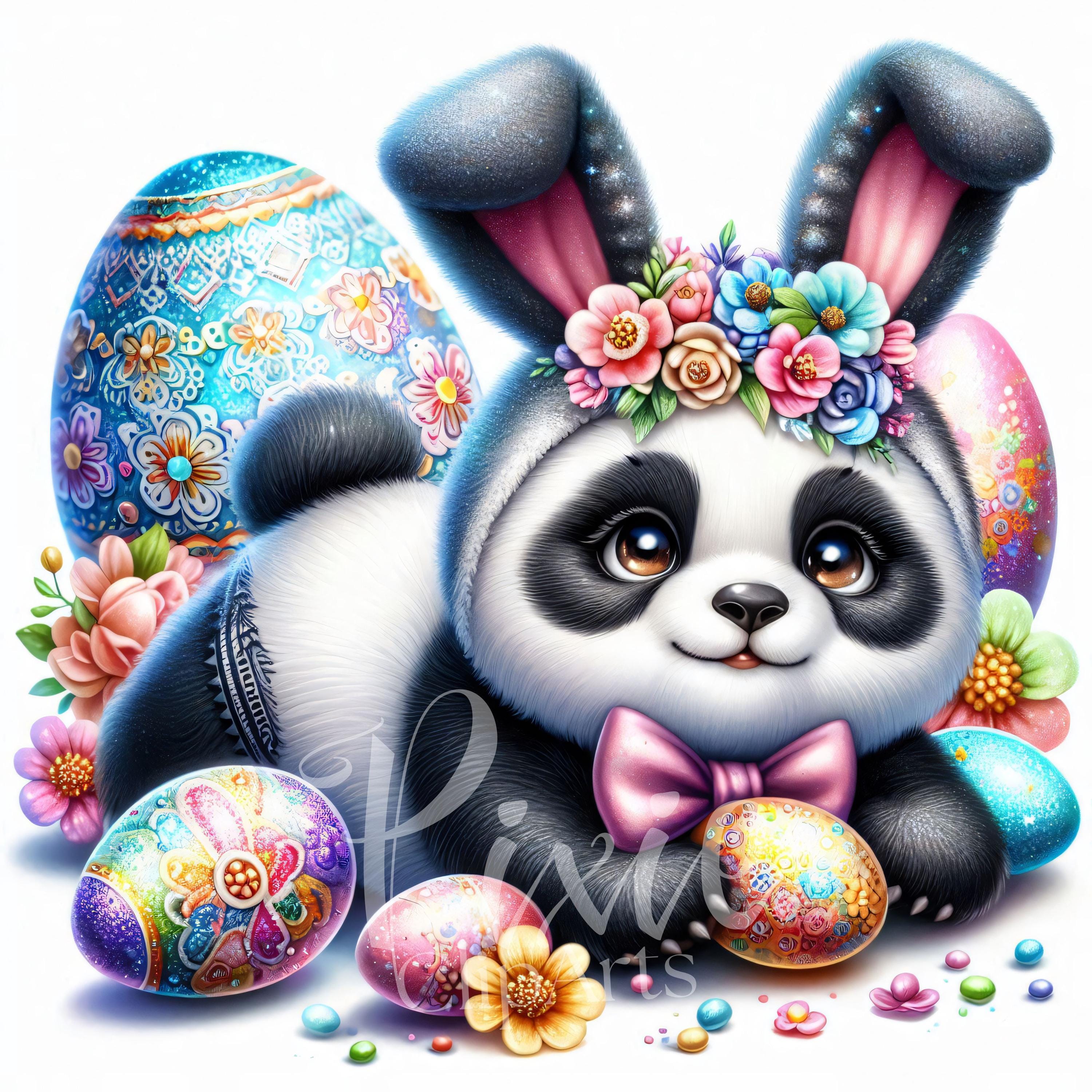 Easter Panda Clipart | Playful Spring Panda Clipart | Set of 8 High ...