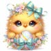 Easter Chick Clipart, Spring Chick With Ribbon Clipart Set - 8 JPG High ...