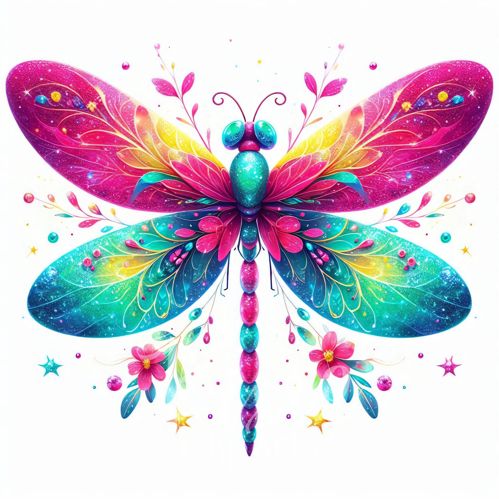 Whimsical Dragonfly Clipart | Set of 10 High Quality 300DPI JPEG, Candy ...