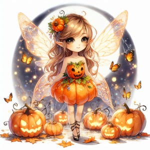 Halloween Fairy Clipart | Set of 10 High Quality 300DPI JPG, Pumpkin ...