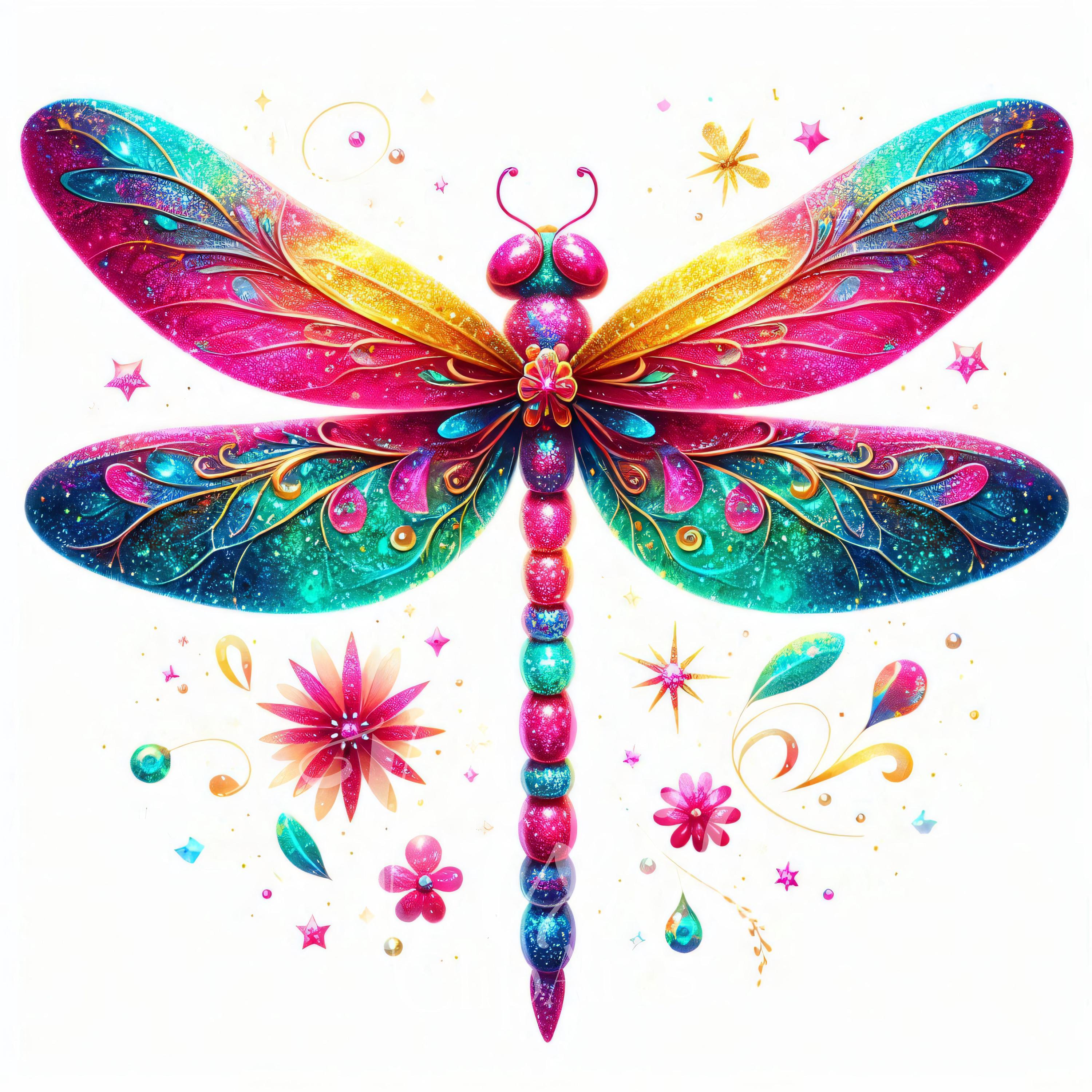 Whimsical Dragonfly Clipart | Set of 10 High Quality 300DPI JPEG, Candy ...