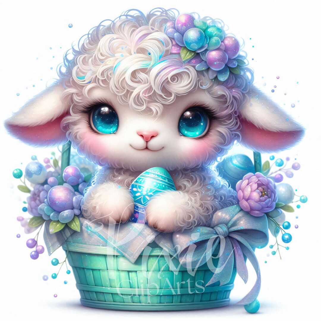 Easter Lamb Clipart, Spring Breeze Lamb Clipart Set - 8 Jpgs High ...
