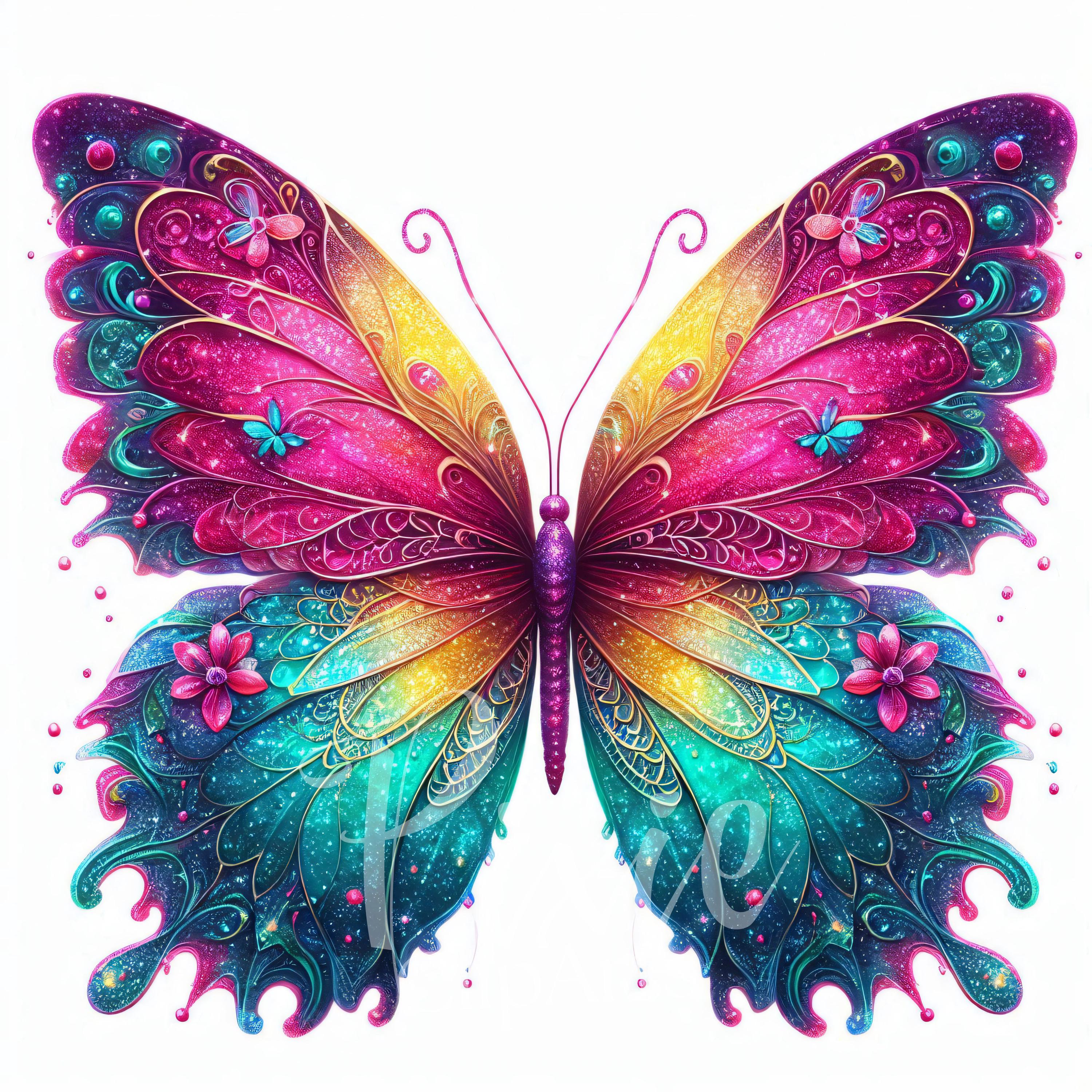 Whimsical Butterfly Clipart |set of 10 High Quality 300DPI JPG, Candy ...