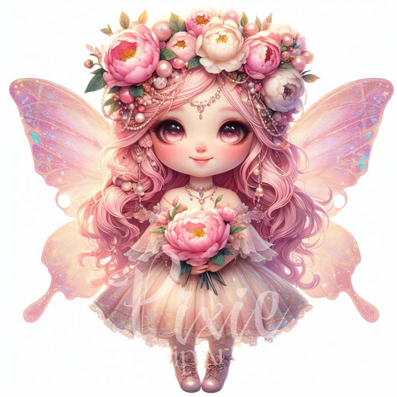 Spring Fairy Clipart | Set of 8 JPEG High Quality 300DPI JPEG, Peony ...