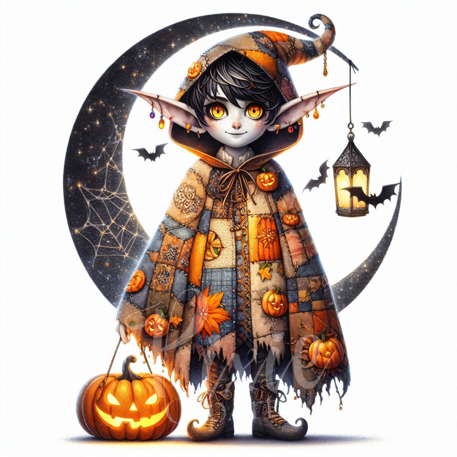 Halloween Elf Clipart | Set of 10 High Quality 300DPI JPG, Moonlit ...