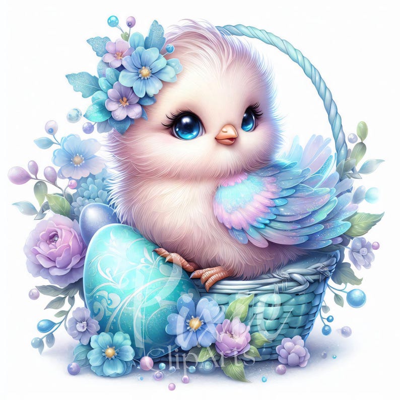 Easter Chick Clipart, Spring Breeze Chick Clipart Set - 8 Jpgs High ...