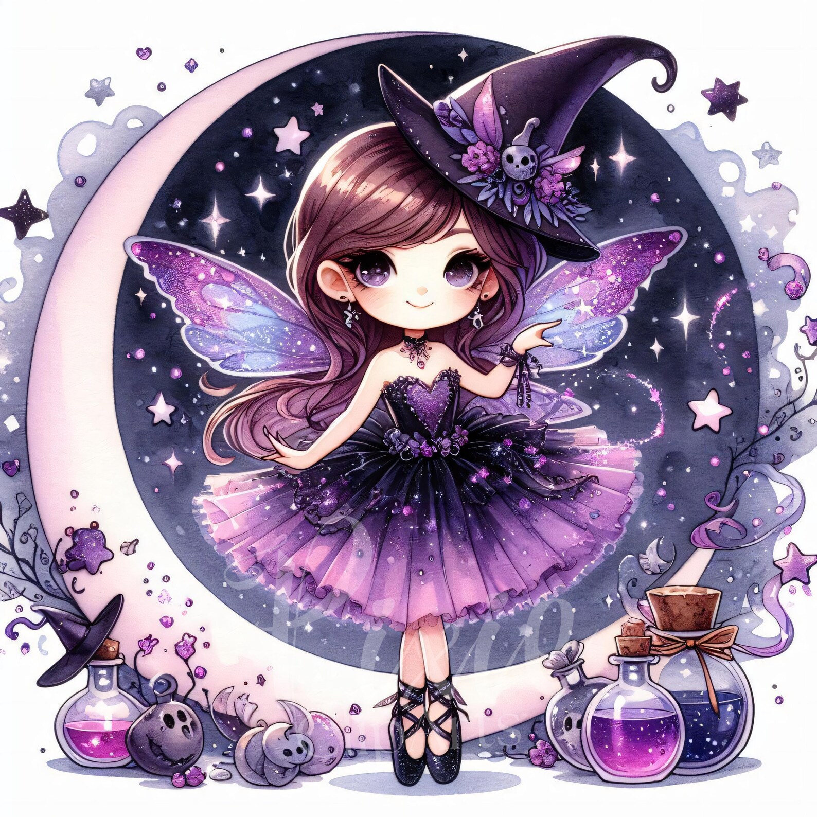 Halloween Fairy Clipart | Set of 10 High Quality 300DPI JPG, Midnight ...