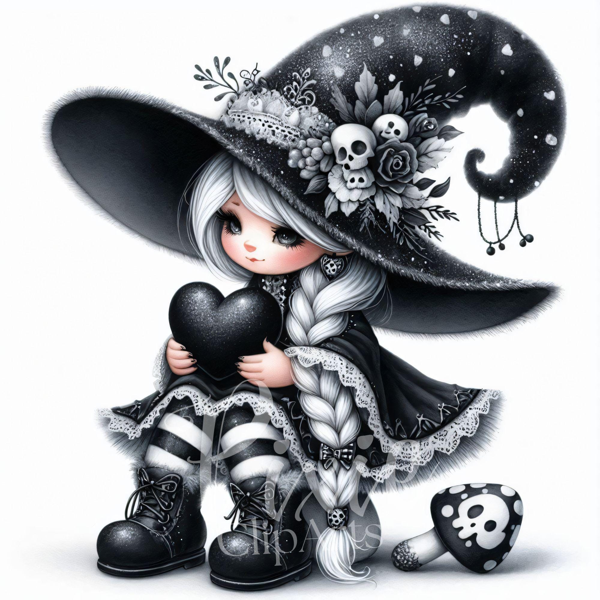 Gothic Gnome Clipart | Set of 10 High Quality 300DPI JPEG | Black Love ...