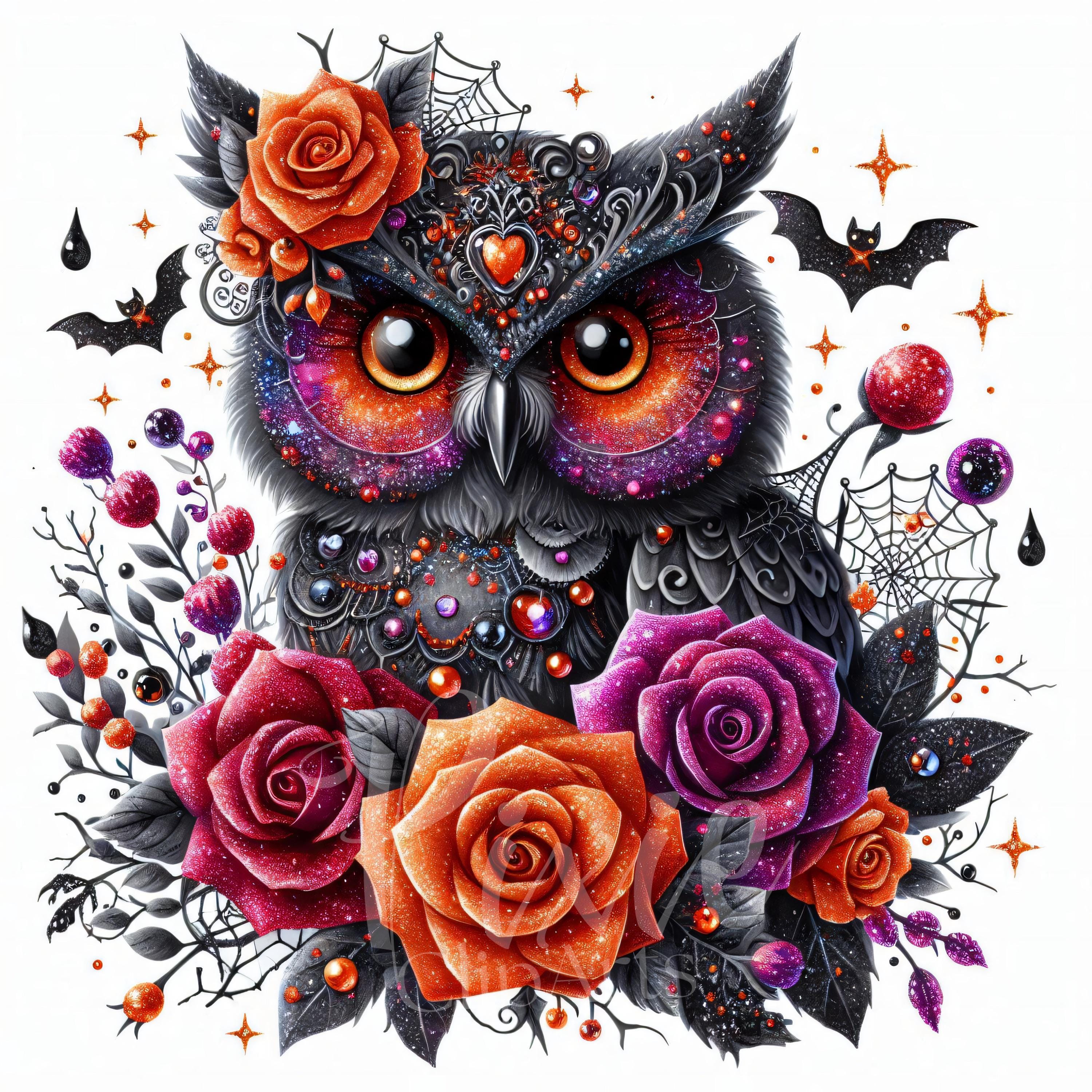 Halloween Owl Clipart | Set of 10 High Quality 300DPI JPG, Gilded Owl ...