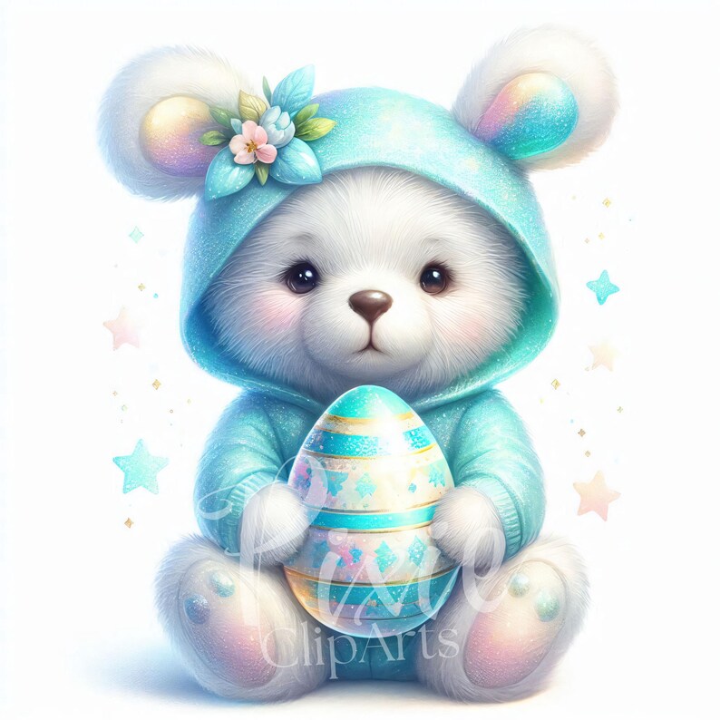 Easter Teddy Bear Clipart | Spring Teddy Bear Clipart | Set of 8 High ...