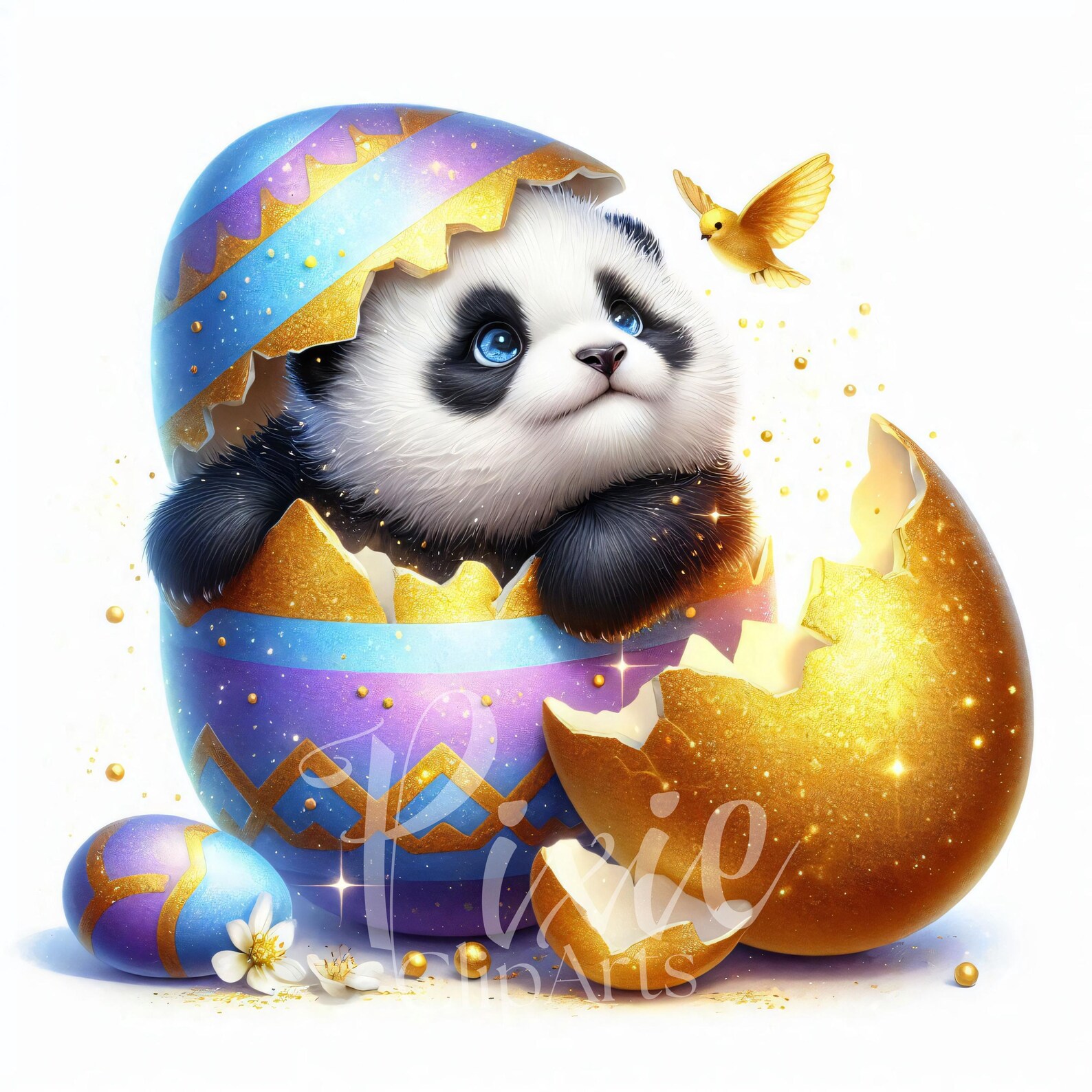 Easter Panda Clipart | Spring Panda Inside Cracked Egg Clipart | Set of ...