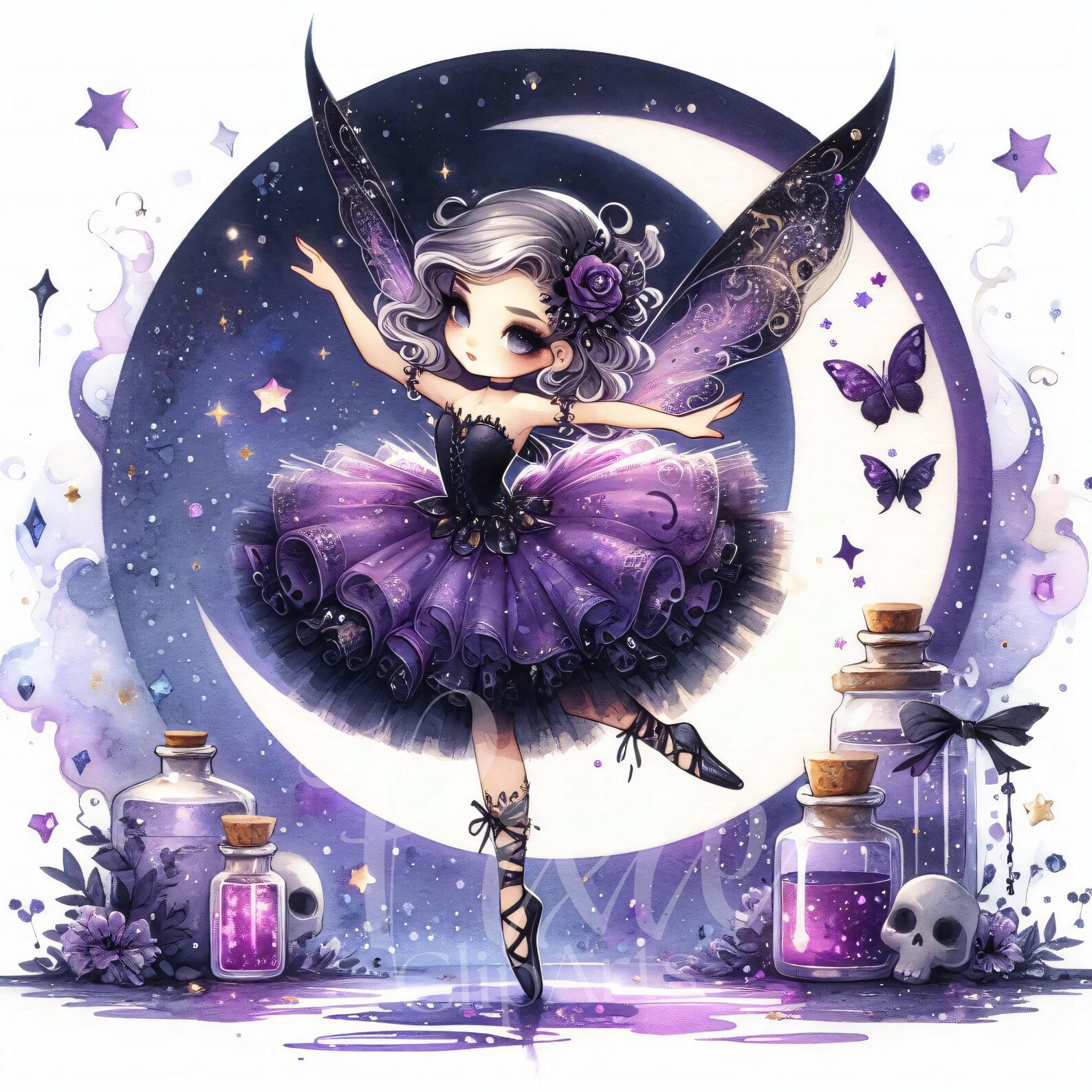 Halloween Fairy Clipart | Set of 10 High Quality 300DPI JPG, Midnight ...