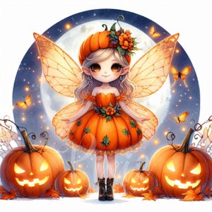Halloween Fairy Clipart | Set of 10 High Quality 300DPI JPG, Pumpkin ...