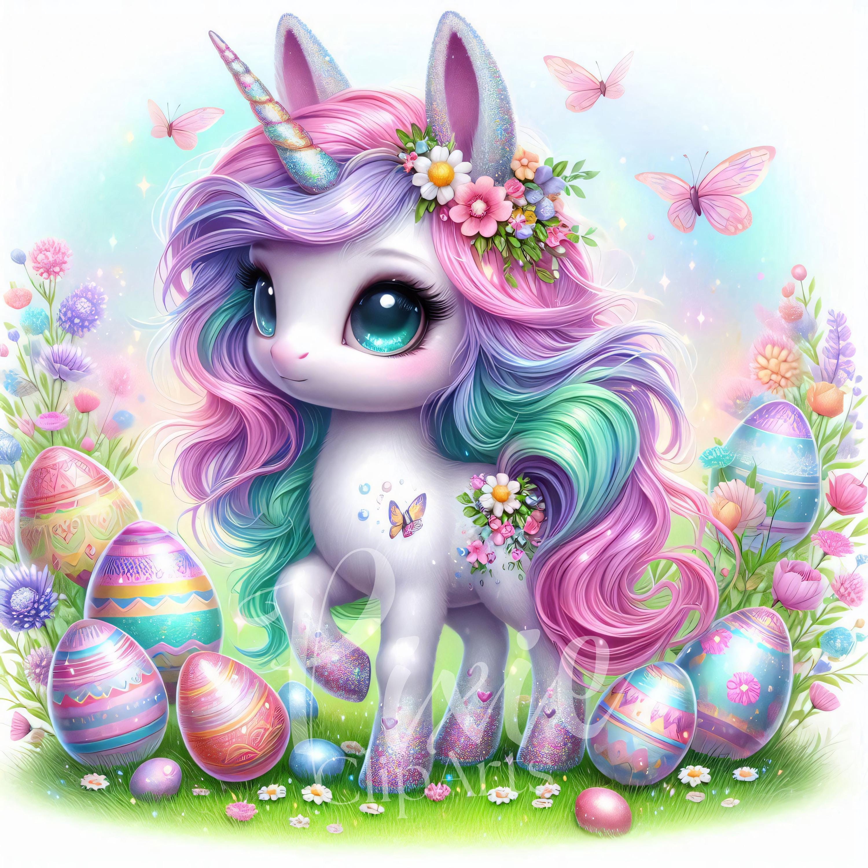 Easter Spring Unicorn Clipart, Flower Unicorn, Set of 8 High-quality ...