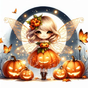Halloween Fairy Clipart | Set of 10 High Quality 300DPI JPG, Pumpkin ...