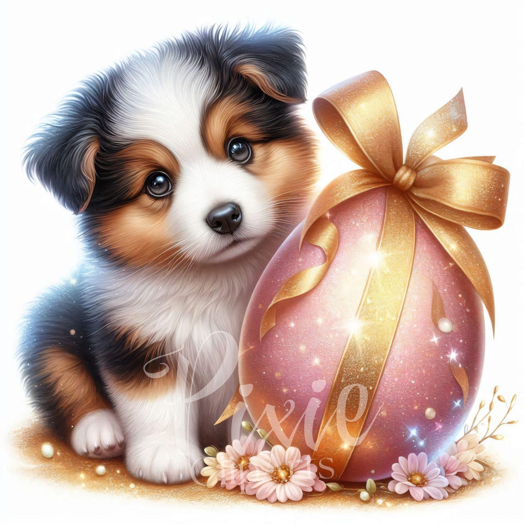 Easter Puppy Clipart | Playful Spring Border Collie Clipart | Set of 10 ...