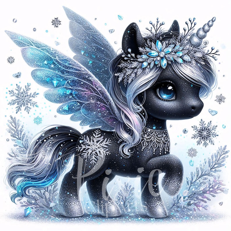 Magical Black Fairy Unicorn Clipart | Set of 10 High Quality 300DPI JPG ...