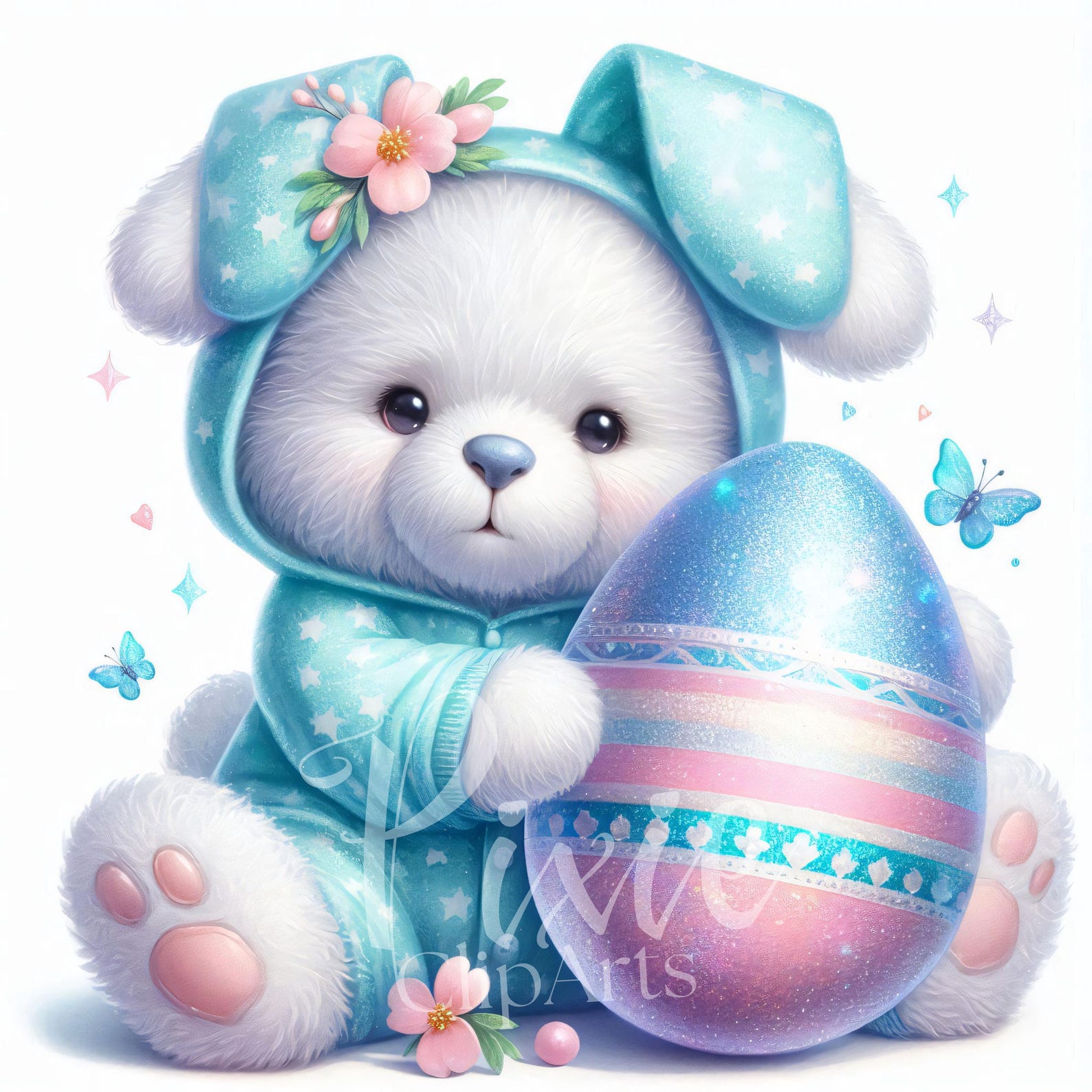 Easter Teddy Bear Clipart | Spring Teddy Bear Clipart | Set of 8 High ...