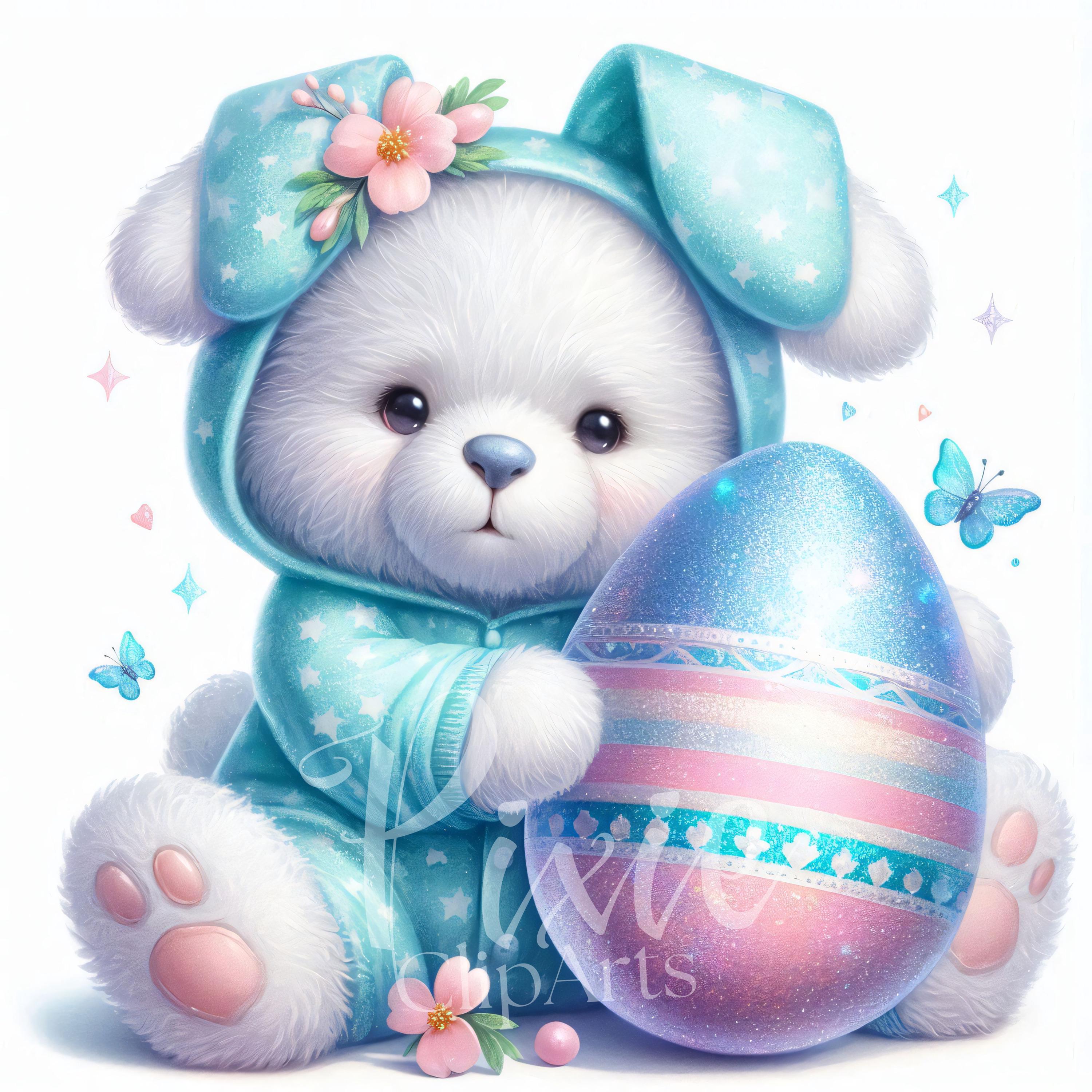 Easter Teddy Bear Clipart | Spring Teddy Bear Clipart | Set of 8 High ...