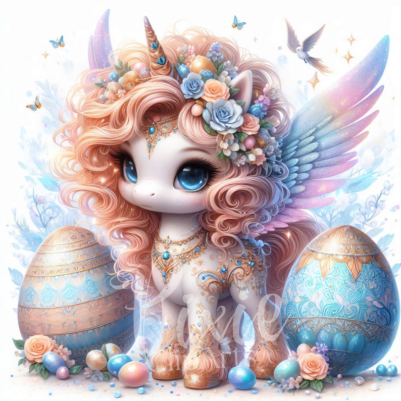Easter Unicorn Clipart | Set of 8 High Quality 300 DPI JPEG Watercolor ...