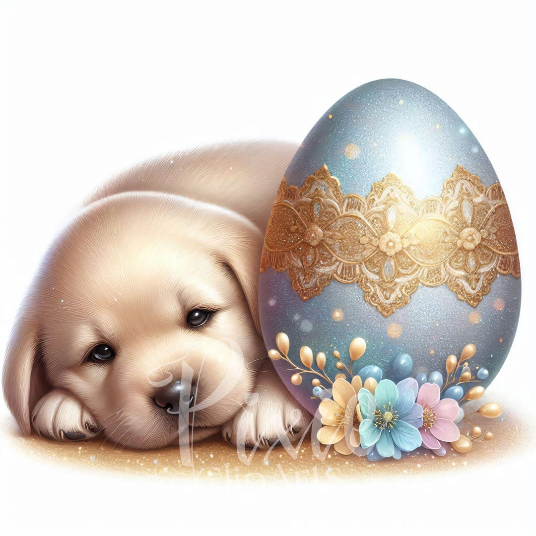 Easter Puppy Clipart | Playful Spring Labrador Retriever | Set of 10 ...