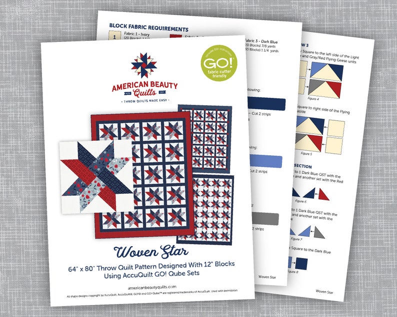 Woven Star Accuquilt GO! Quilt Pattern 64" X 80" Throw (physical ...